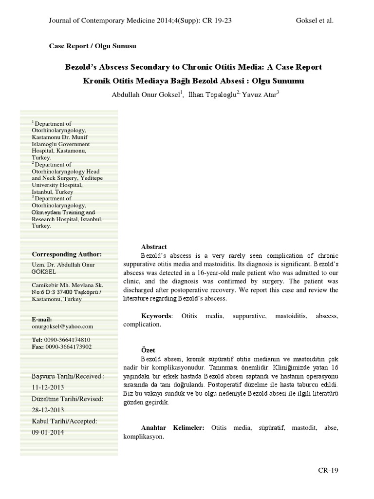 PDF Abses Bezold | PDF | Human Head And Neck | Health Sciences