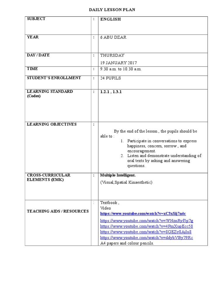 Lesson Plan Practicum Week 1 | PDF | Lesson Plan | Teachers