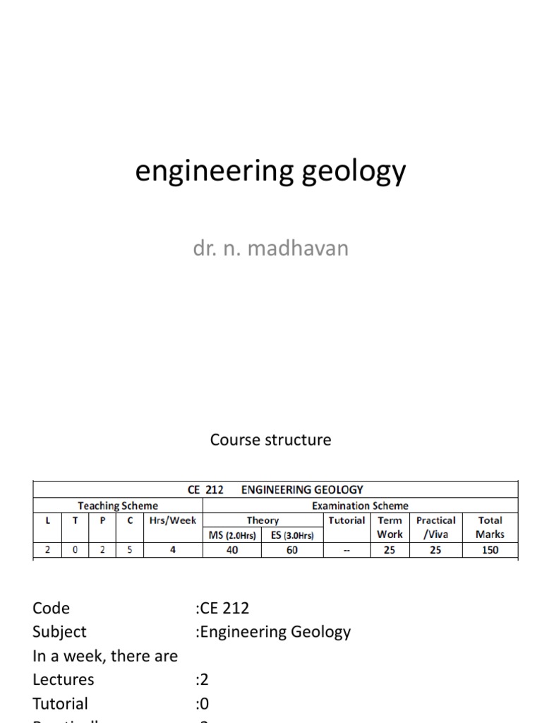 0 Engineering Geology Syllabus | PDF | Rock (Geology) | Geology