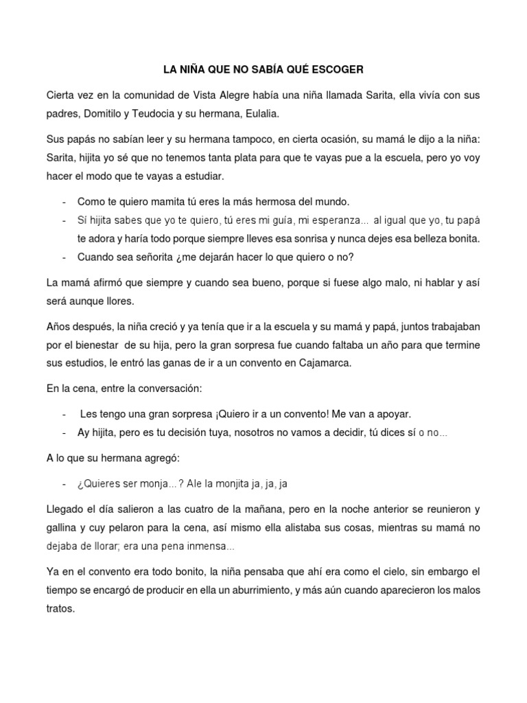 La Niña Que No Sabía Qué Escoger | PDF