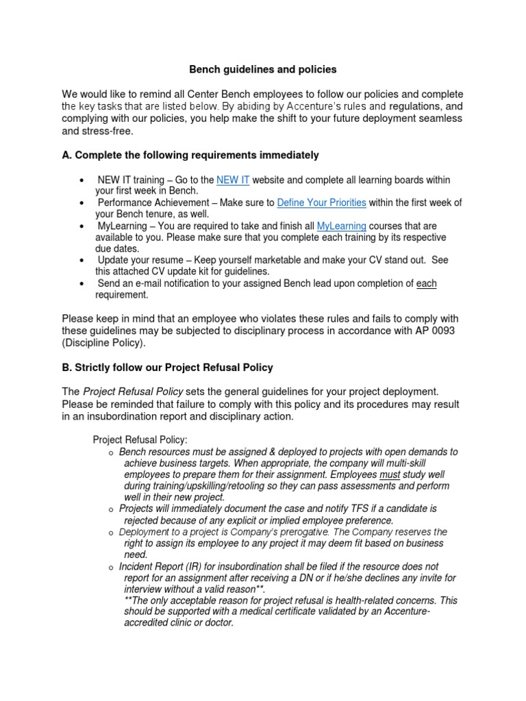 Bench Guidelines and Policies | PDF | Employment | Social Institutions