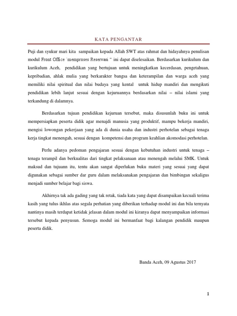 Modul Pembelajaran Reservasi | PDF