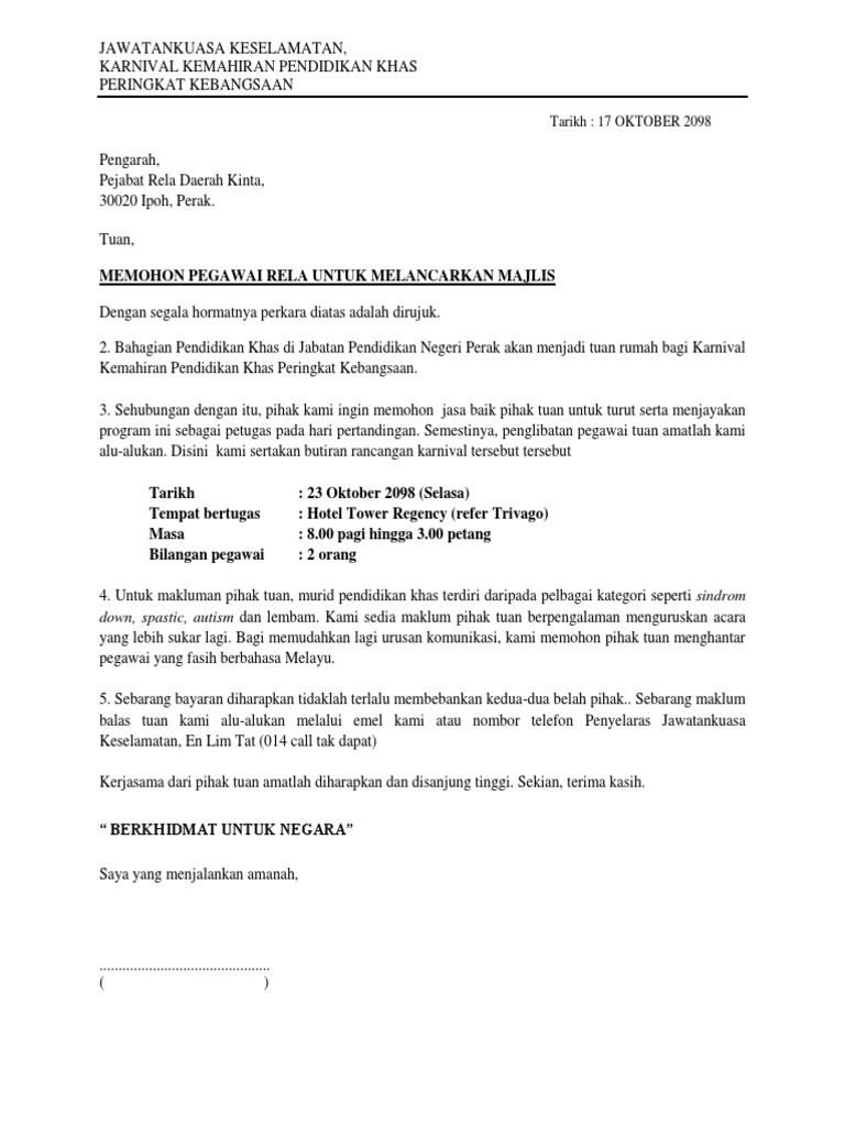 Surat Mohon RELA | PDF