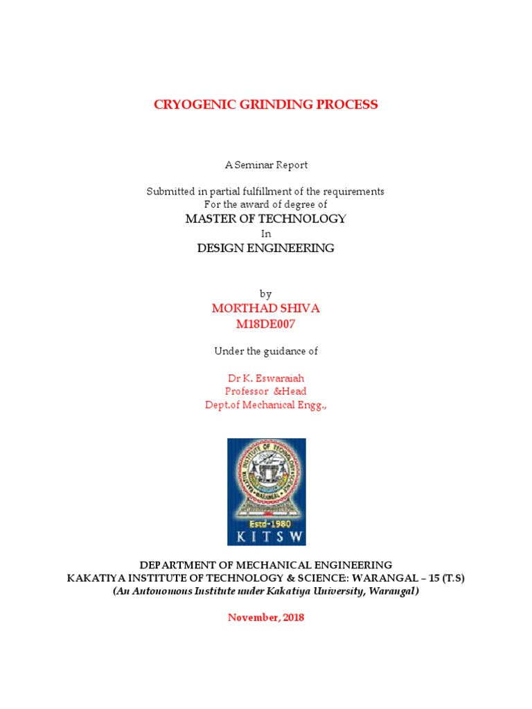 Cryogenic Grinding Process | PDF | Cryogenics | Mill (Grinding)