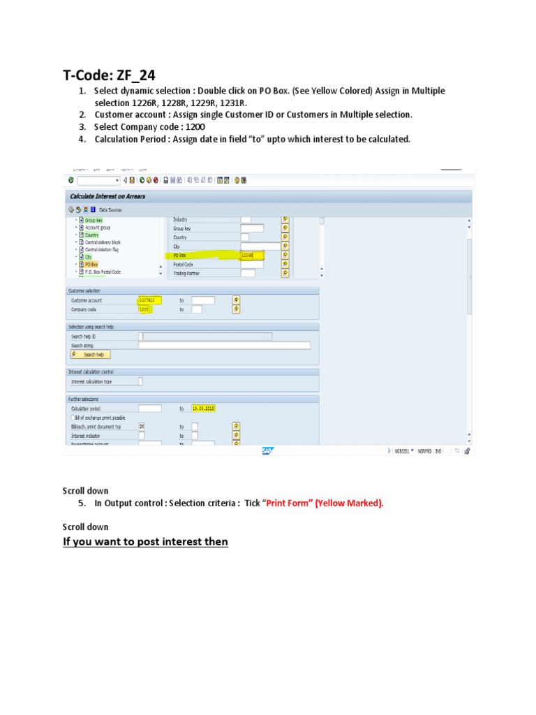 T-Code: ZF - 24: If You Want To Post Interest Then | PDF