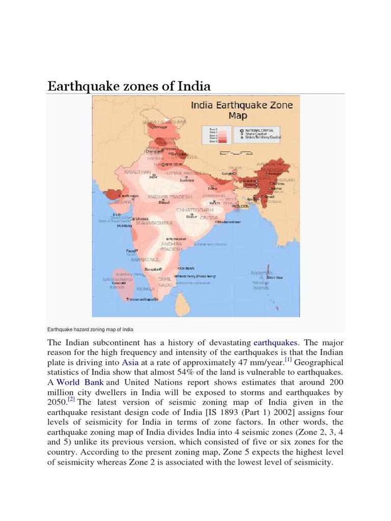 Earthquake Zones of India | PDF | Structure Of The Earth | Solid Mechanics