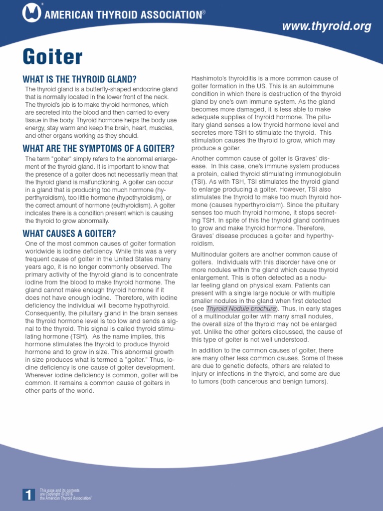 Goiter Brochure | PDF | Thyroid | Hyperthyroidism