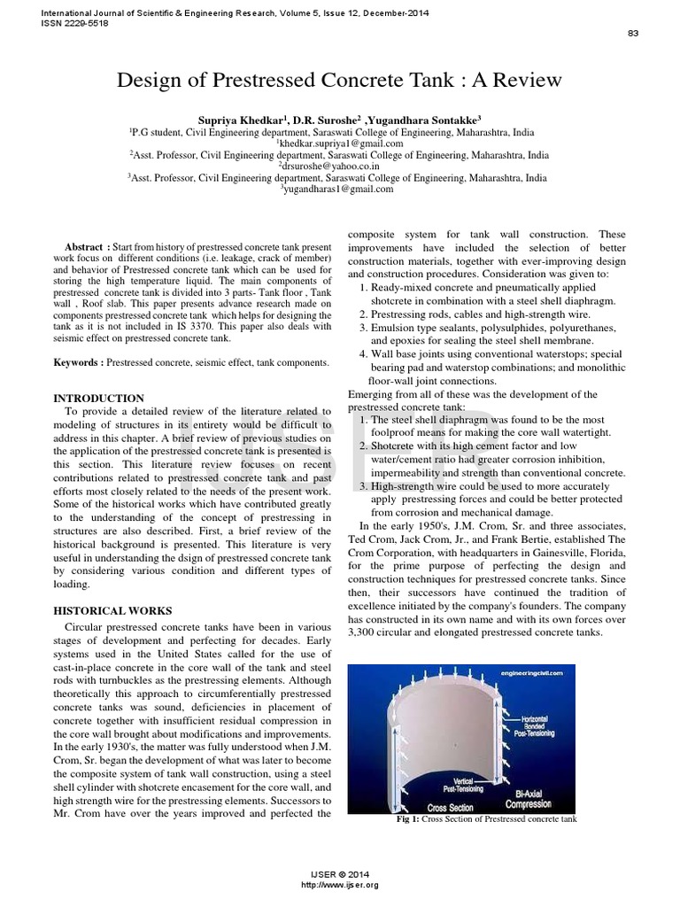 Design of Prestressed Concrete Tank A Review | PDF | Prestressed ...