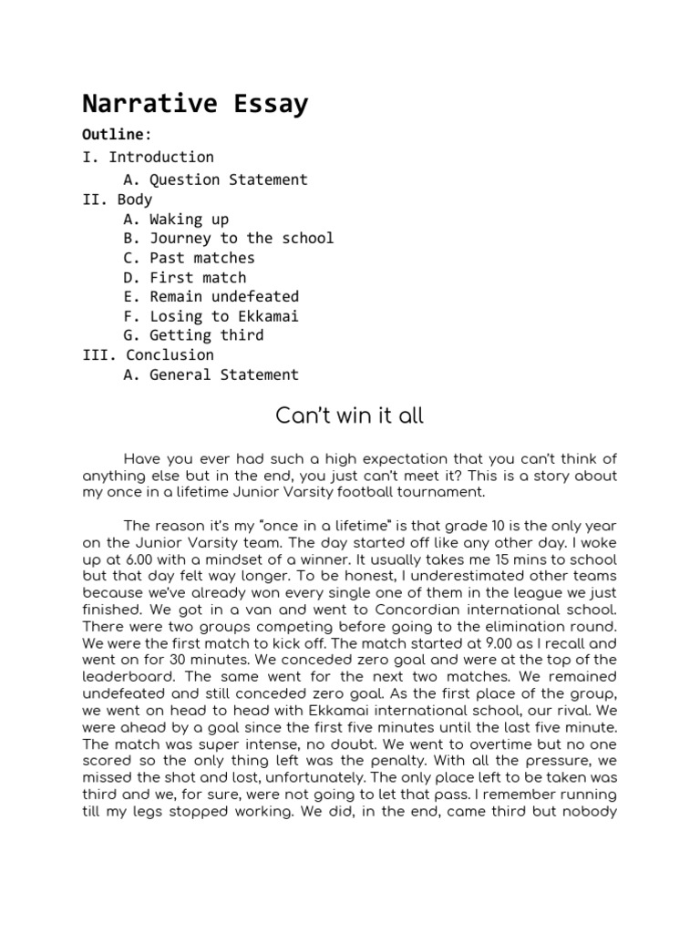 Narrative Essay-3 | PDF | Association Football Clubs | Sports