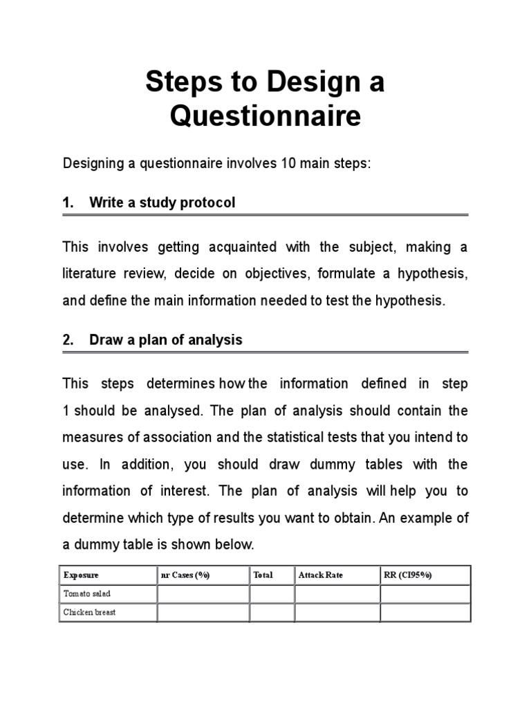 Steps To Design A Questionnaire | PDF | Questionnaire | Question