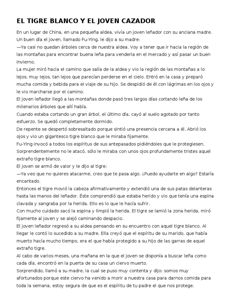 El Tigre Blanco Y El Joven Cazador Pdf Tigre Verbo