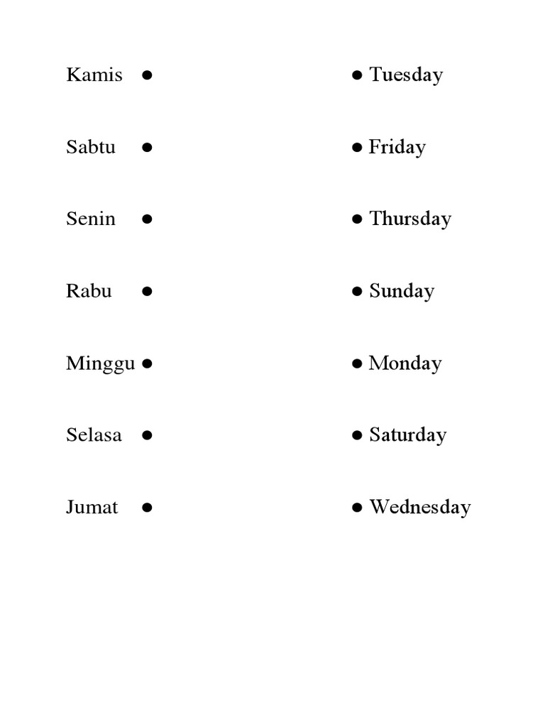 Days of the Week Translation Guide | PDF