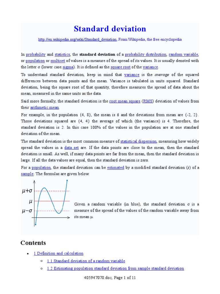 Standard Deviation-From Wikipedia | PDF | Bias Of An Estimator ...