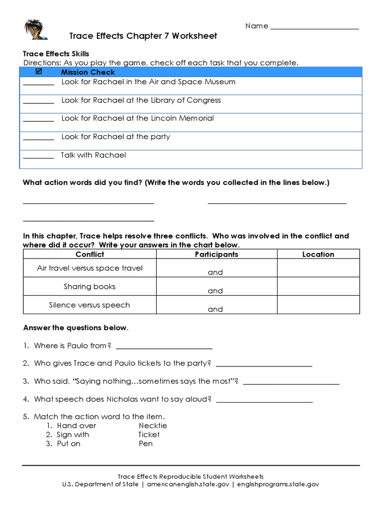 Trace Effects Chapter 7 Worksheet | PDF | Language Arts & Discipline