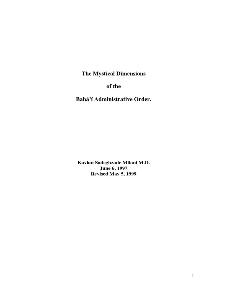 The Mystical Dimensions of The Baha'i Administrative Order | PDF ...
