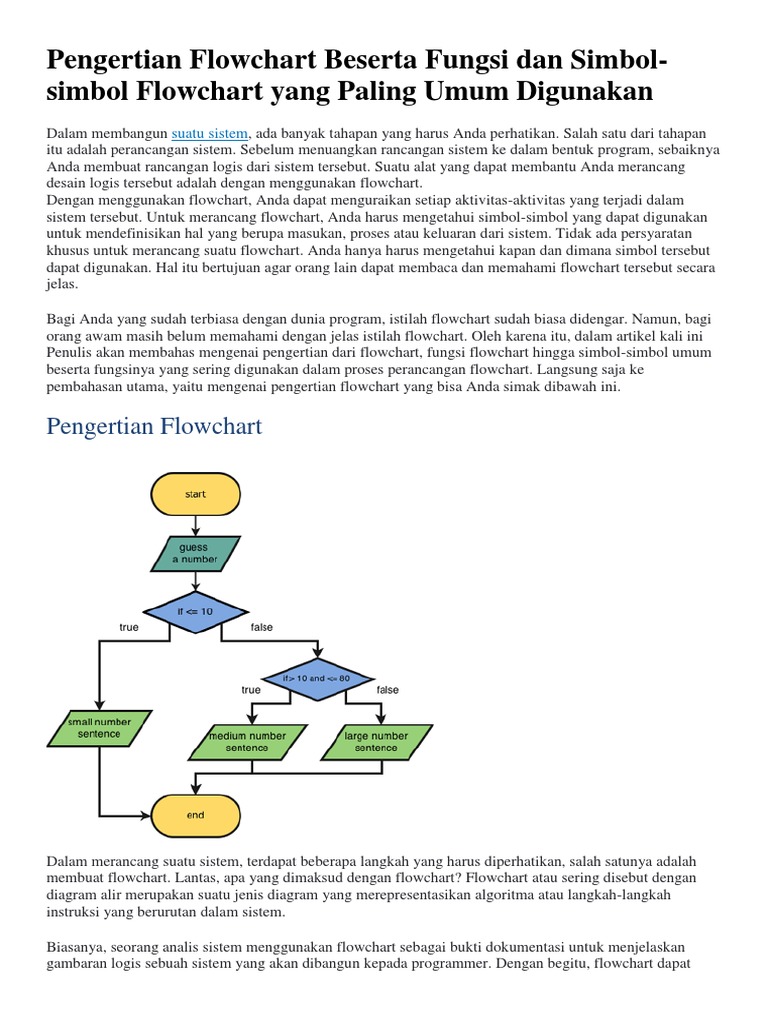 Pengertian Flowchart Beserta Fungsi Dan Simbol | PDF
