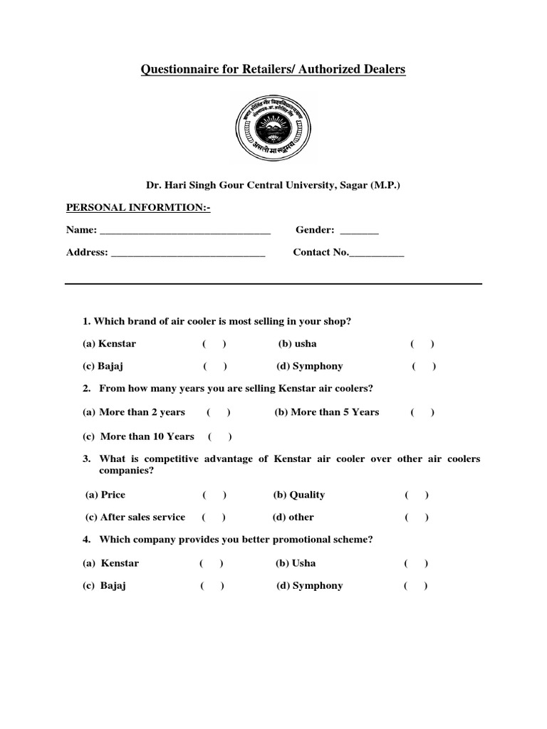 Questionnaire For Retailers | PDF | Brand | Retail