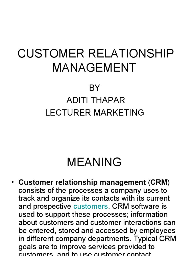 Customer Relationship Management | PDF | Customer Relationship ...