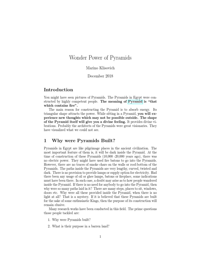 Wonder Power of Pyramids | PDF | Pyramid | Egyptian Pyramids