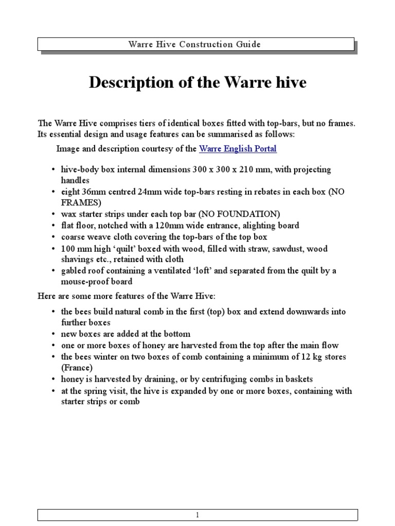 Warre Hive DIY Guide | PDF | Beehive | Beekeeping