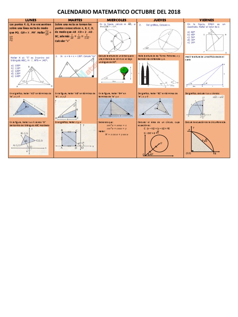 Calendario Matematico Octubre PDF | PDF | Geometria clasica | Triángulo