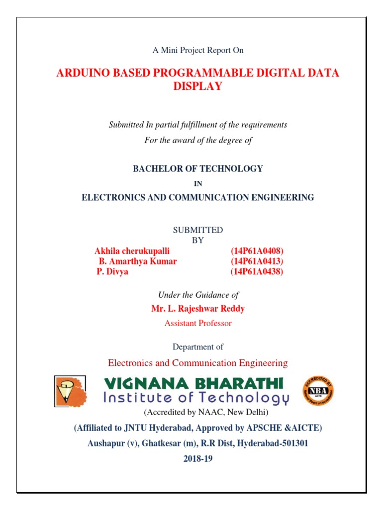 Arduino-Based Programmable Digital Display Project Report | PDF | Microcontroller | Engineering