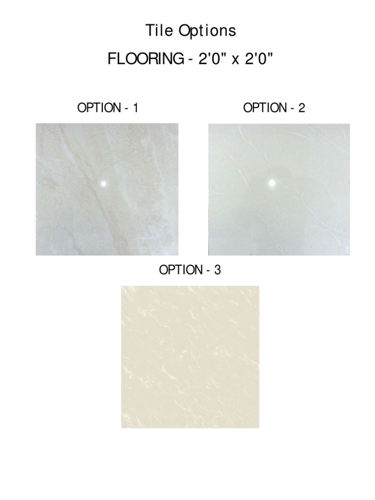 Tile Options FLOORING - 2'0" X 2'0": Option - 1 Option - 2 | PDF