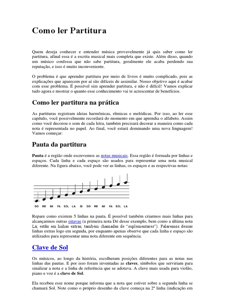 Como Ler Partitura | PDF | Clave | Notação