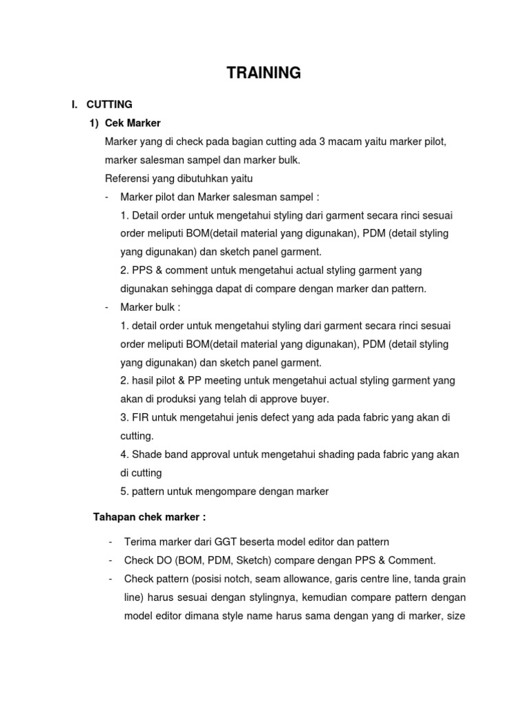 Proses QC Cutting dalam Garmen | PDF | Bisnis | Komputer