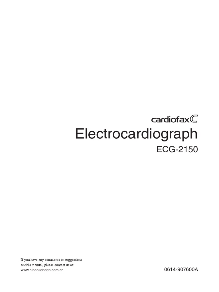 Manual de Operacion Nihon Kohden ECG-2150 PDF | PDF | Electromagnetic ...