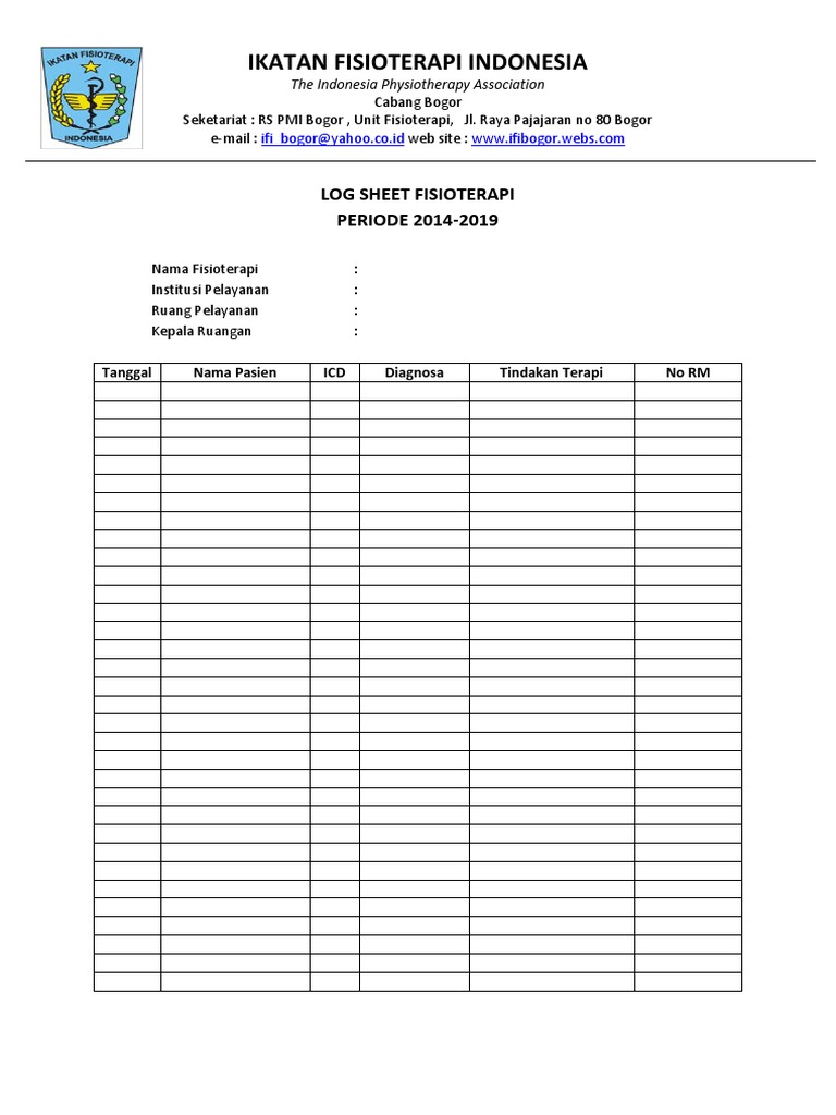 Logsheet Fisioterapi | PDF