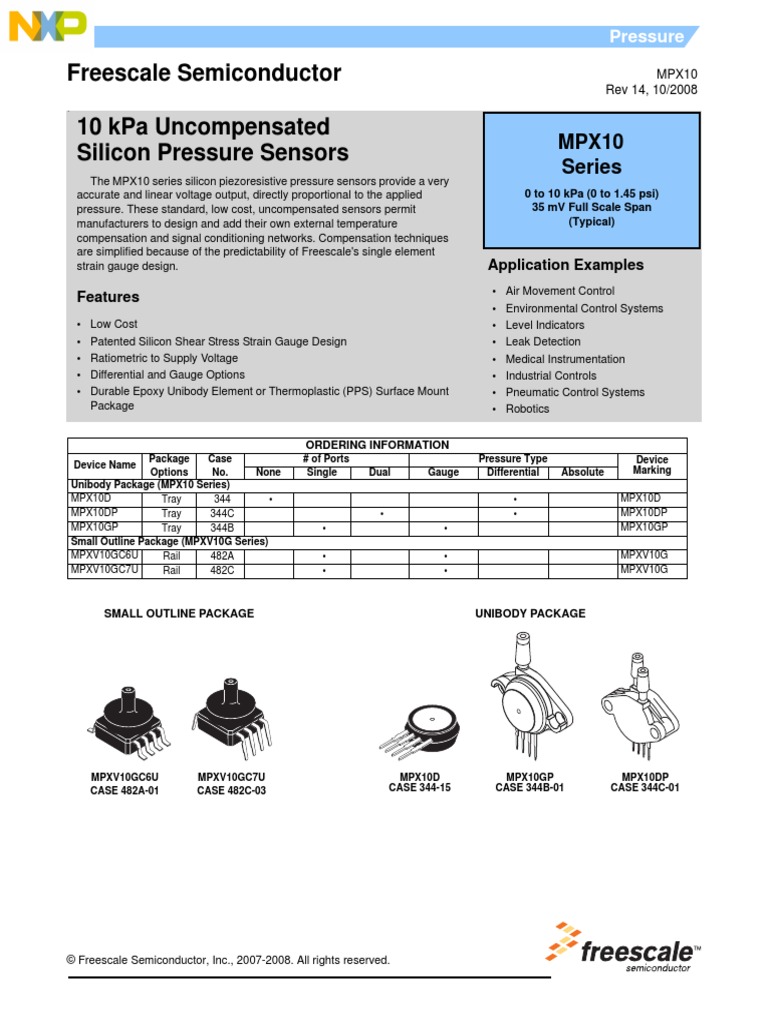 MPX10 PDF | PDF | Sensor | Linearity