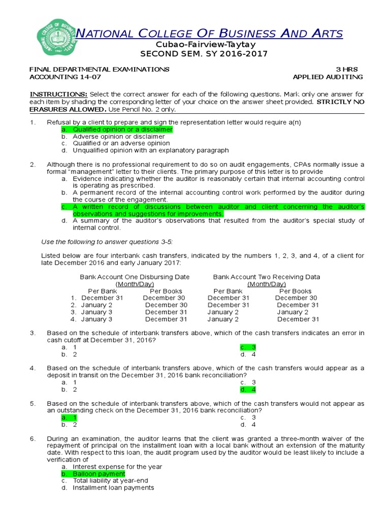 Accounting 14 - Applied Auditing Ok | PDF | Audit | Bonds (Finance)