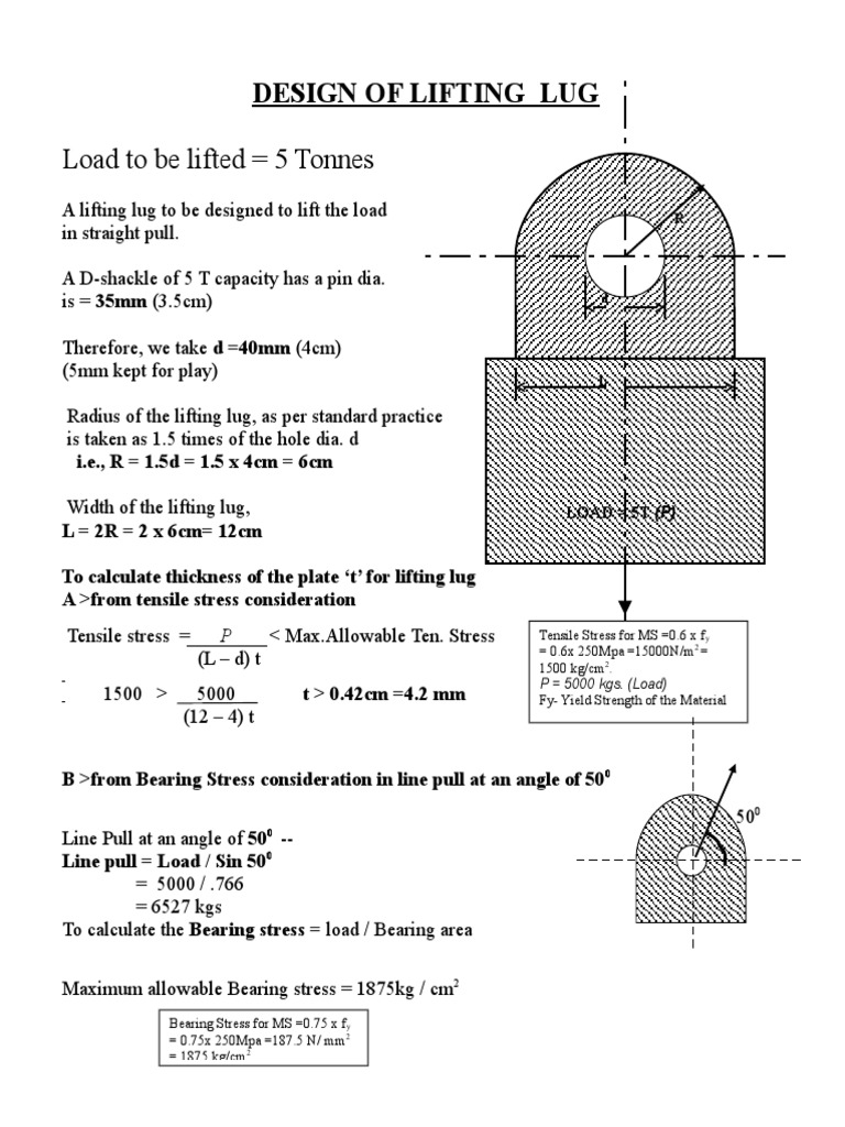 Lifting Lugs | PDF | Stress (Mechanics) | Mechanical Engineering