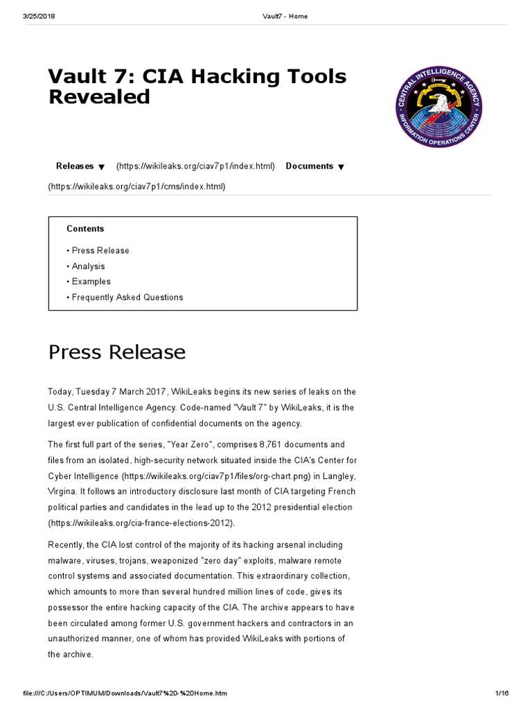 Vault7 - Home | PDF | Cyberwarfare | Security