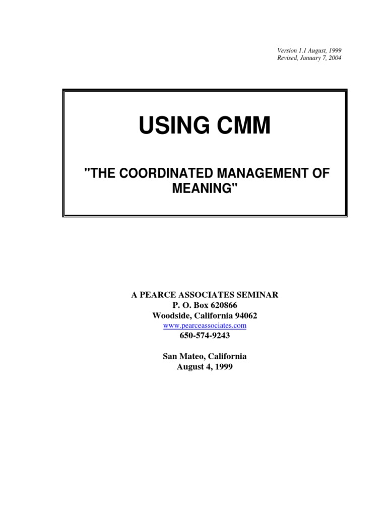 Using CMM: "The Coordinated Management of Meaning" | Download Free PDF ...