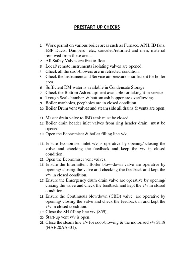 Pre-startup Checks and Boiler Fill Pump Line-up for Safe Boiler Startup ...