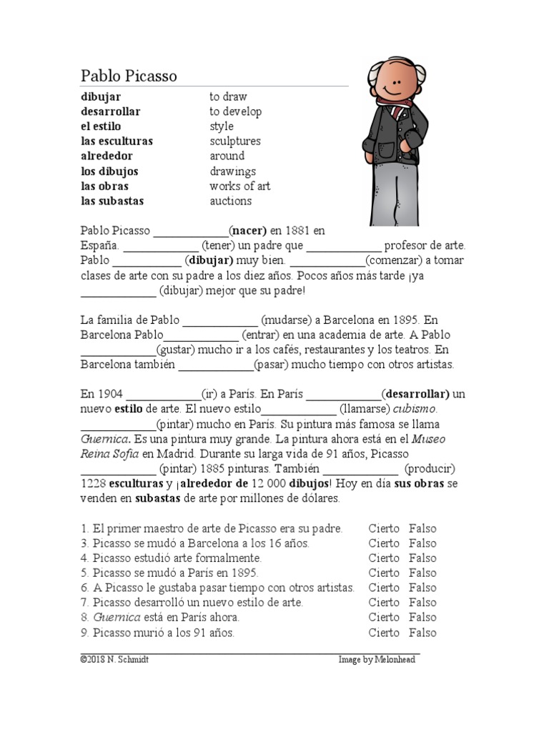Picasso Worksheet | Pablo Picasso | Pinturas