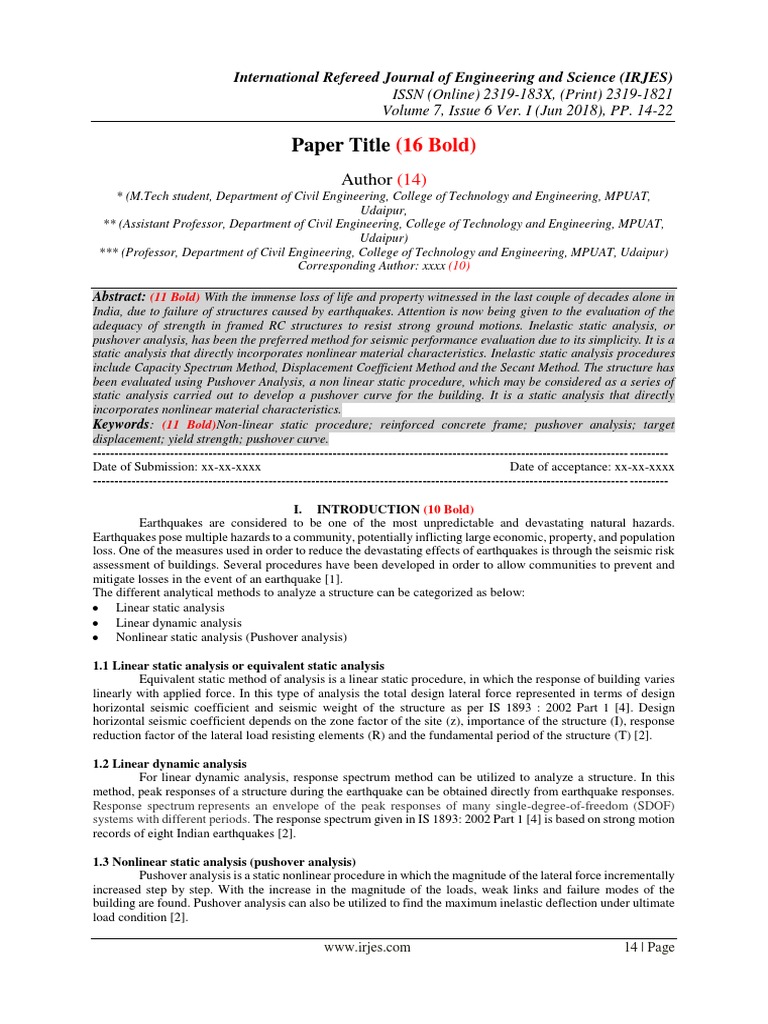 Paper Template | PDF | Structural Engineering | Mechanics
