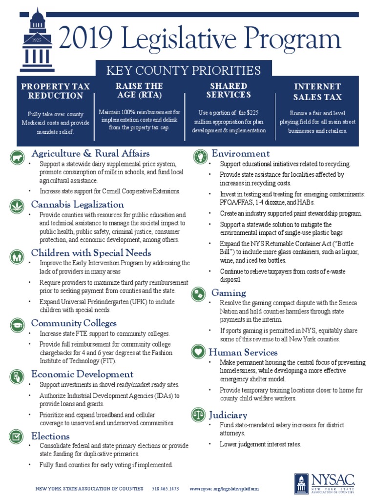 2019 Legislative Program: Key County Priorities | PDF | Medicaid | Taxes