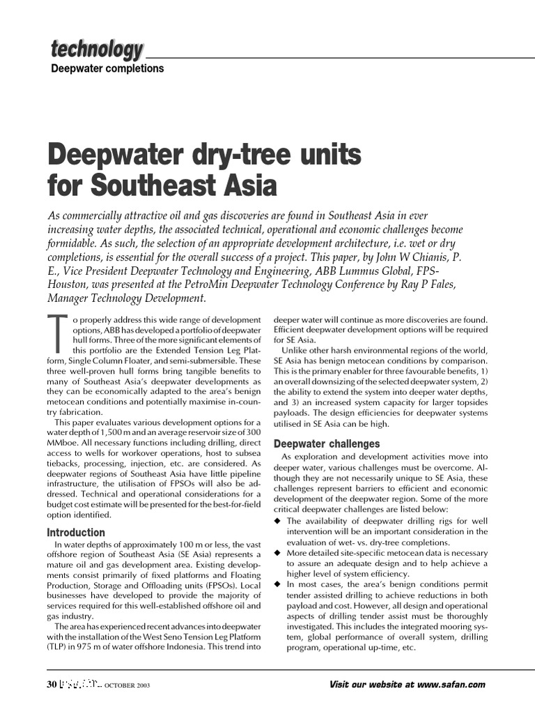 Deepwater Dry Tree Units For Southeast Asia | PDF | Offshore Drilling ...