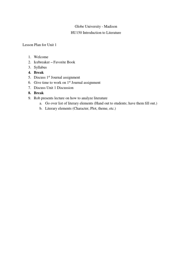 Introduction to Literature Lesson Plans | PDF | Lesson Plan | Short Stories