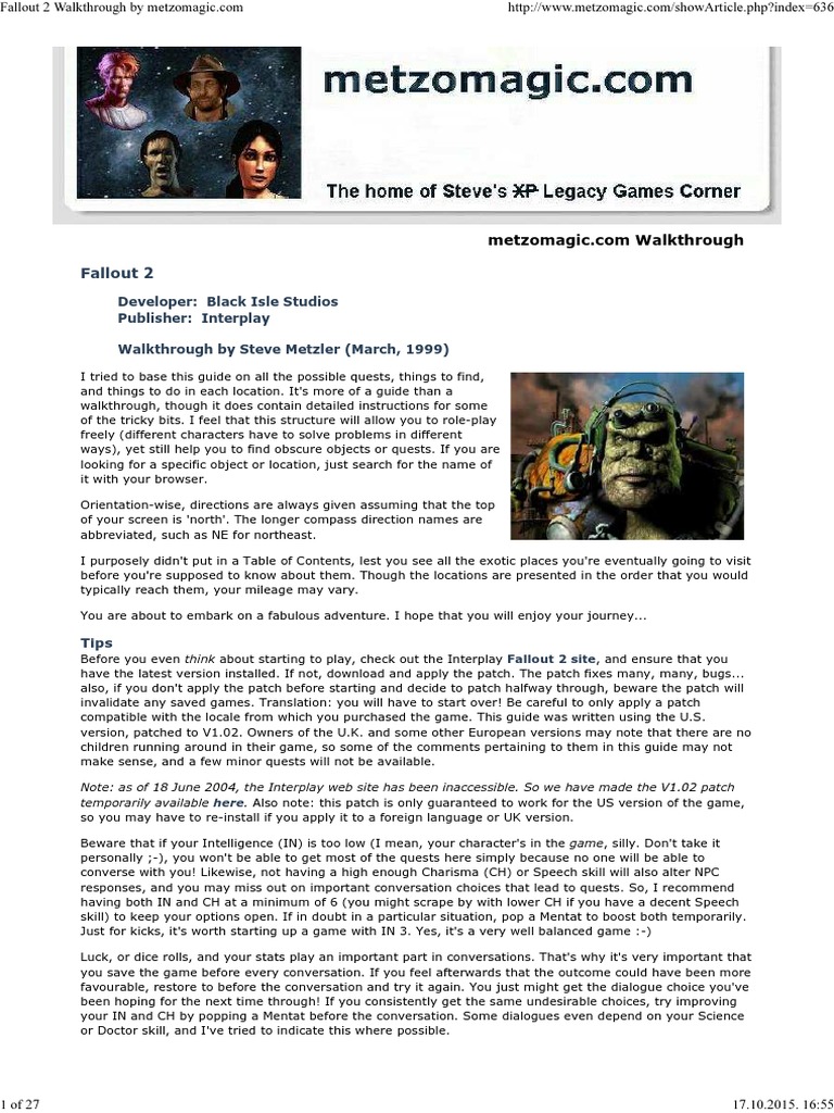 Fallout 2 Walkthrough | PDF | Strategy Guide | Nature