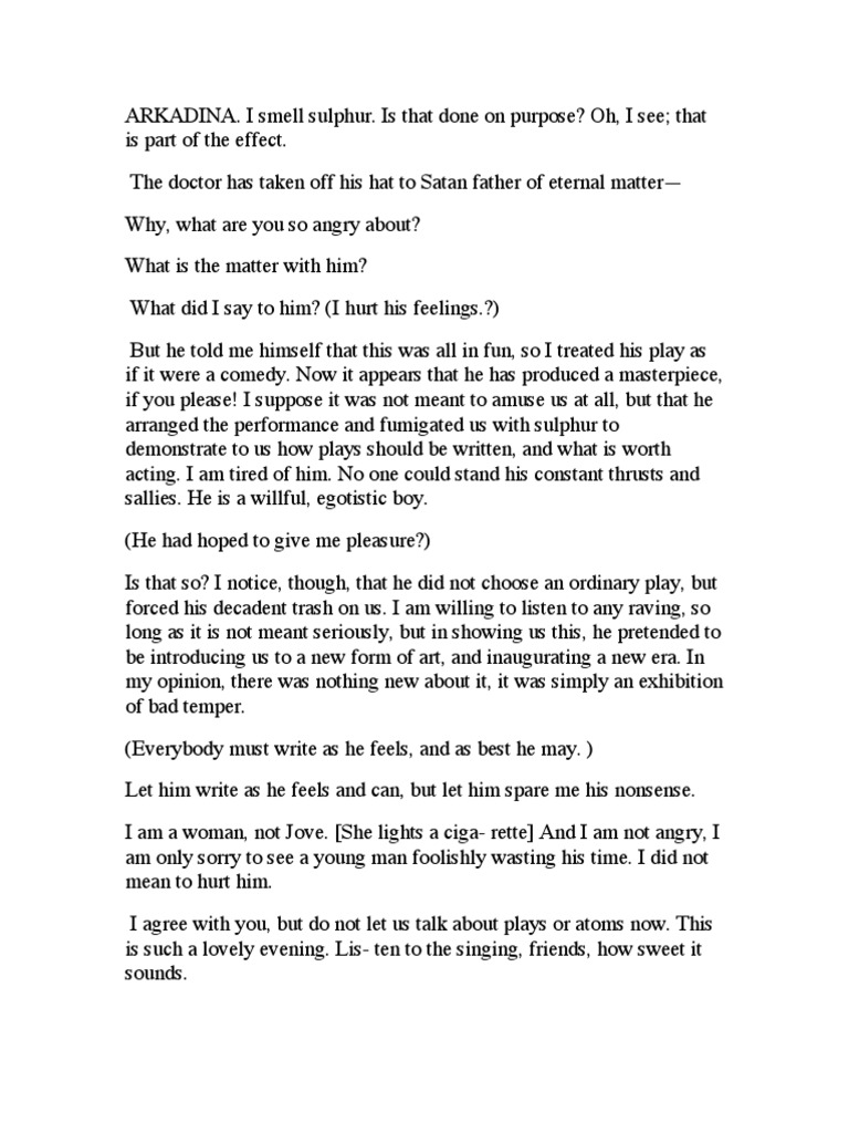 ARKADINA Monologue From The Seagull by Chekhov | PDF