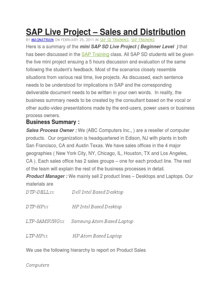 SAP SD Live Project Overview | PDF | Sap Se | Invoice