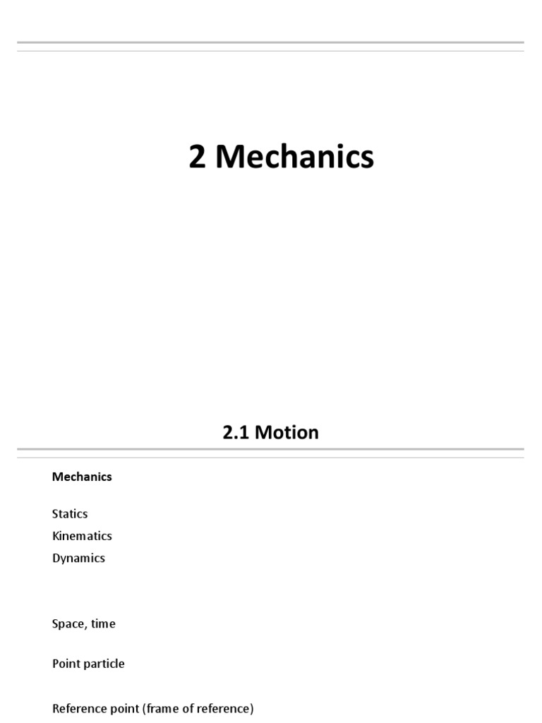 2 Fundamental Concepts of Mechanics and Motion | PDF | Kinematics ...