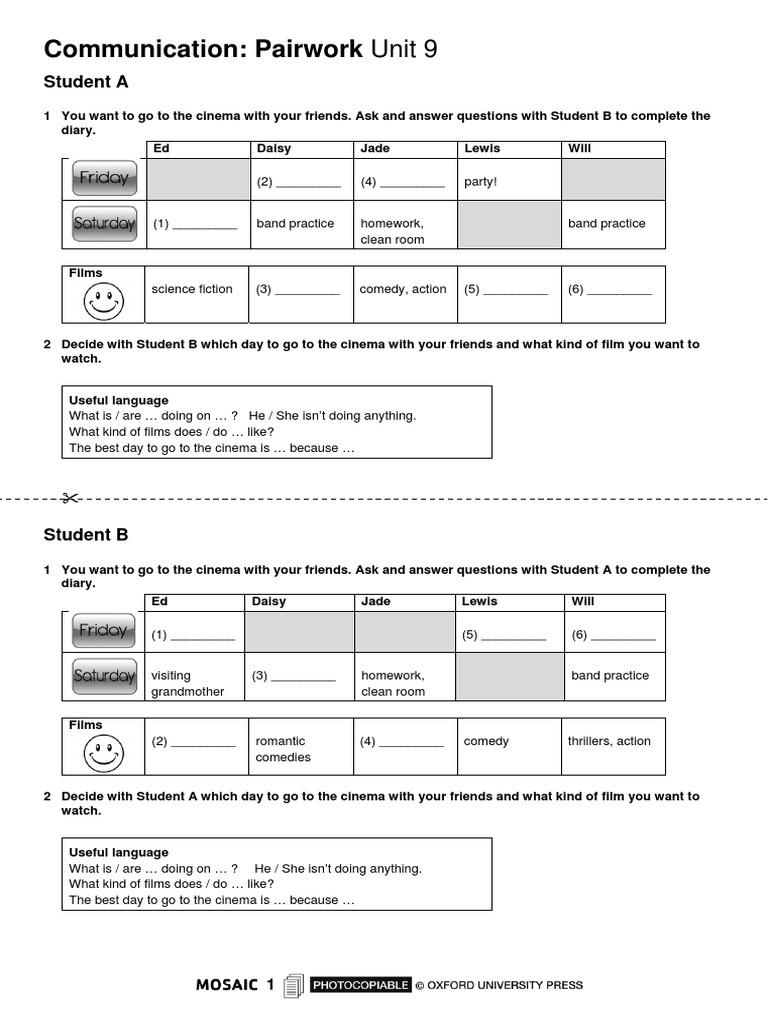 Communication: Pairwork Unit 9: Student A | PDF