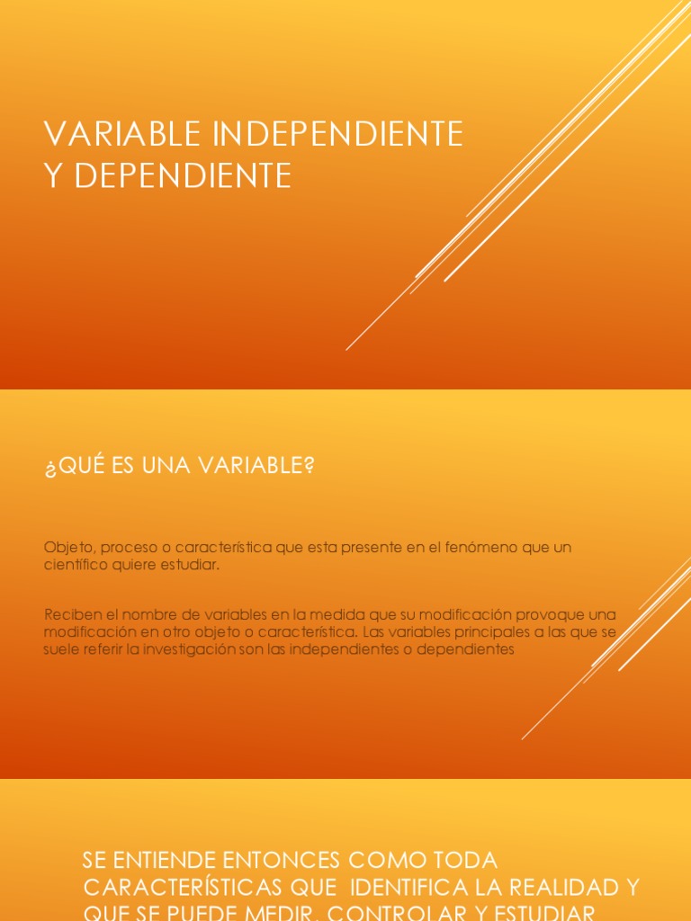 Variable Independiente y Dependiente | PDF | Crecimiento personal y ...