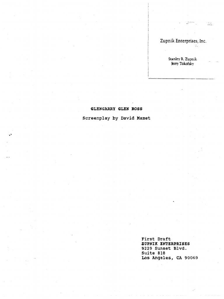 Glengarry Glen Ross - David Mamet | PDF