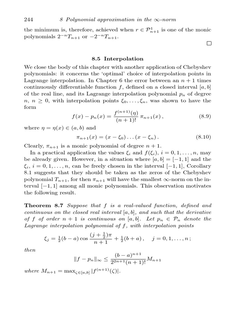 Optimal Chebyshev Interpolation Points | PDF
